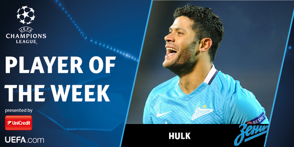 UEFA, UCL 3R 베스트 11 발표...헐크 최우수 선수:스타저널 #www.starjn.com